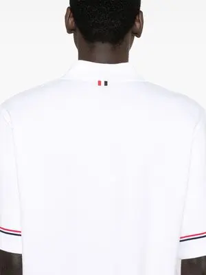 Thom Browne Rwb-stripe Cotton Polo Shirt - White