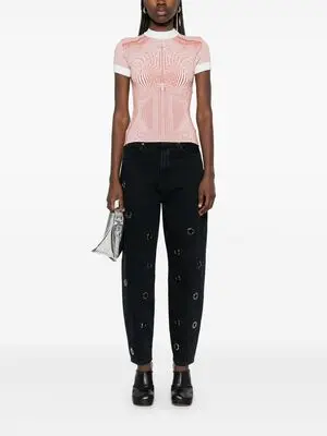 JEAN PAUL GAULTIER Morphing Pinstripes T-shirt - Green