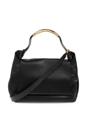 Women's Black Leather Top Handle Bags