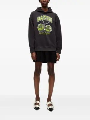GANNI Printed Hoodie - Black