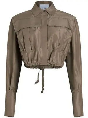 PATOU Cropped Faille Safari Shirt - Brown