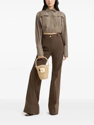 PATOU Cropped Faille Safari Shirt - Brown