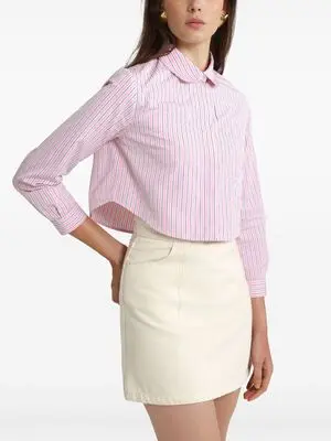 PATOU Cropped Printed Poplin Shirt - Pink