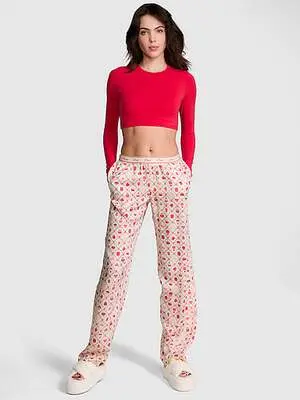 Pink Silky Logo Sleep Pants - Print