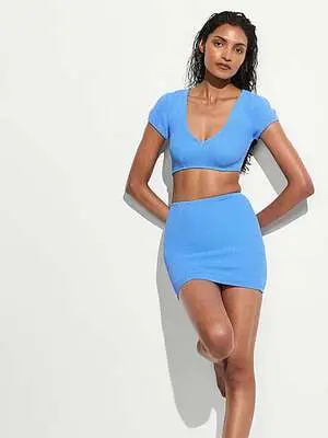 Victoria's Secret Swim Crinkle Cover-up Skirt - Blue