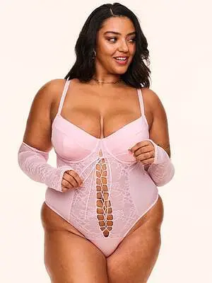 Victoria's Secret Adore Me Callie Bodysuit With Gloves - Pink