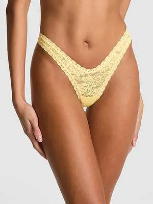 Pink Lace Teeny Thong Yellow