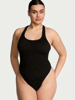 Victoria's Secret Crinkle Racerback One-piece Swimsuit - Black