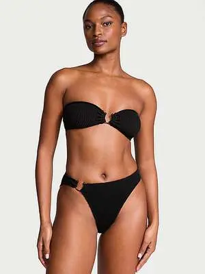 Victoria's Secret Crinkle Ring Bandeau Bikini Top - Black