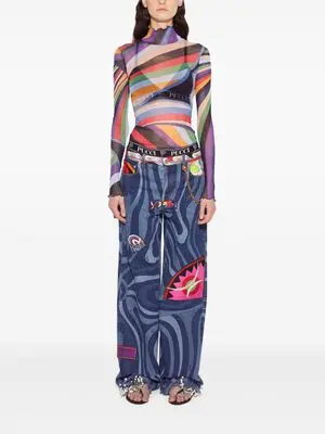 Emilio Pucci Marmo-print Embellished Jeans