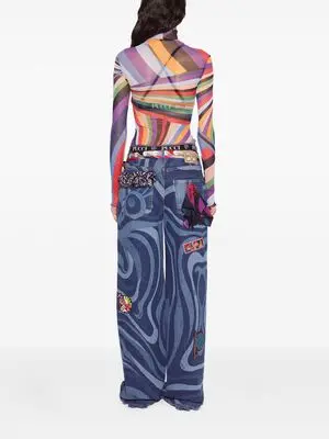 Emilio Pucci Marmo-print Embellished Jeans