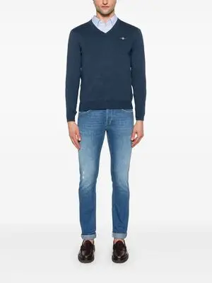 Gant Cotton V-neck Sweater - Blue