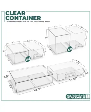 SORBUS 5 Piece Acrylic Drawer Organizers Makeup Case Pull-out Drawers
