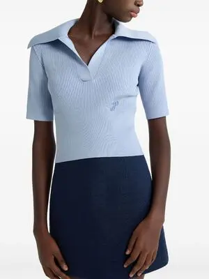 PATOU Knitted Polo Top - Blue