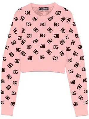 Dolce & Gabbana Dg Jacquard Cropped Sweater - Pink