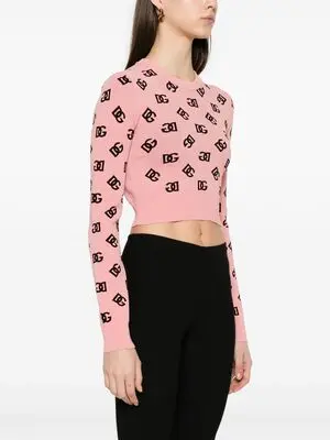 Dolce & Gabbana Dg Jacquard Cropped Sweater - Pink