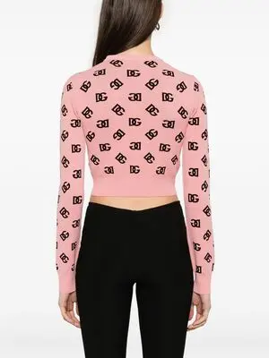 Dolce & Gabbana Dg Jacquard Cropped Sweater - Pink