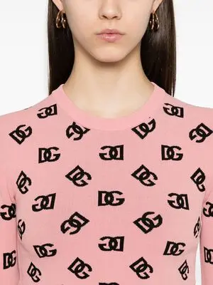 Dolce & Gabbana Dg Jacquard Cropped Sweater - Pink