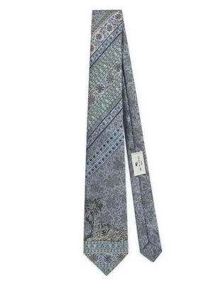 Etro ETRO Patterned Jacquard Neck Tie Blue