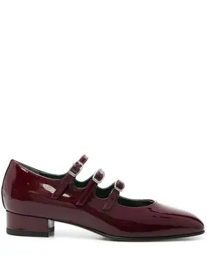 CAREL Ariana Buckled Leather Ballet Flats - Red