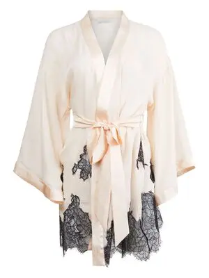 FLEUR DU MAL Lace-applique Robe Neutrals