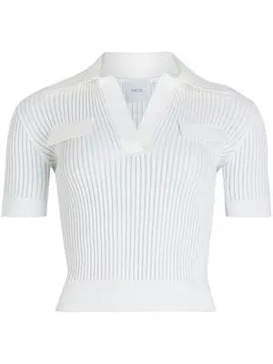 PATOU Ribbed Knit Polo Top - White