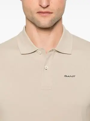 Gant Embroidered-logo Polo Shirt - Neutrals