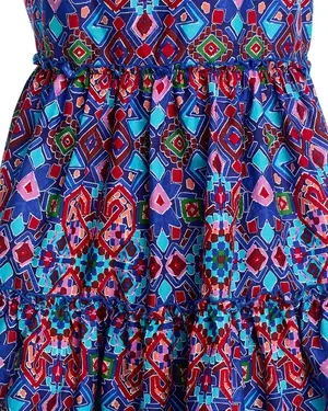 Aqua Mosaic Tile Puff Sleeve Dress