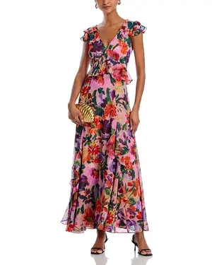 Aqua Flutter Sleeve Maxi Dress Exclusive