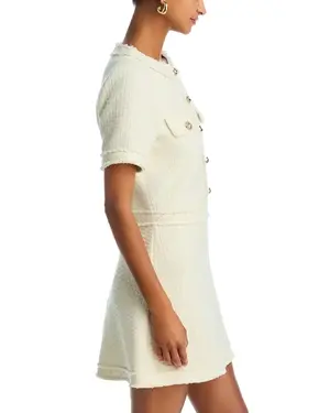 Aqua Tweed Short Sleeve Mini Dress