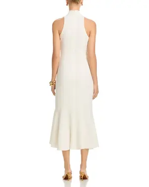 Cinq À Sept Crepe Rori Tie Waist Turtleneck Dress - Ivory