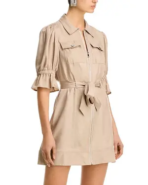 Cinq À Sept Holly Front Zip Mini Dress - Khaki