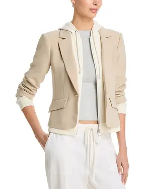 Cinq À Sept Khloe Hooded Blazer - Khaki/ivory