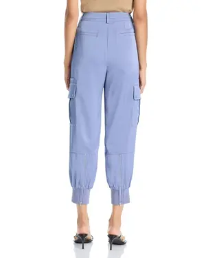 Aqua Satin Jogger Pants - Light Blue