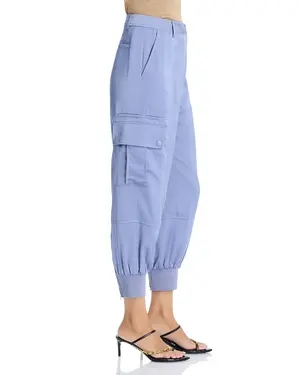 Aqua Satin Jogger Pants - Light Blue