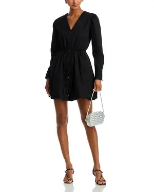 Aqua Button-front Bubble Dress