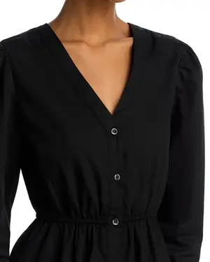 Aqua Button-front Bubble Dress