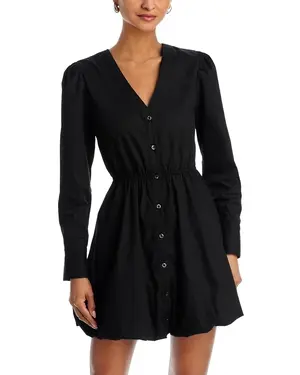 Aqua Button-front Bubble Dress
