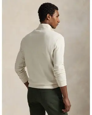 Polo Ralph Lauren Luxury Double Knit Jacquard Quarter Zip Pullover - Beige