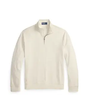 Polo Ralph Lauren Luxury Double Knit Jacquard Quarter Zip Pullover - Beige
