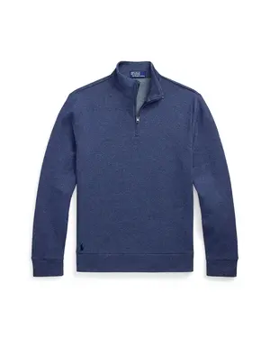 Polo Ralph Lauren Luxury Double Knit Jacquard Quarter Zip Pullover - Navy