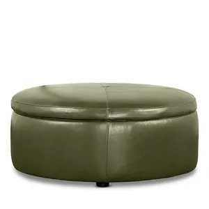 Bloomingdale'S Alta Large Round Storage Ottoman, In Leather Brighton Everglade