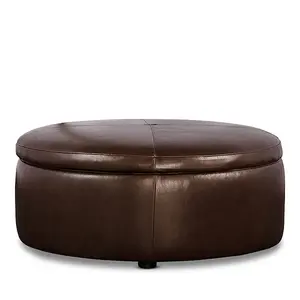 Bloomingdale'S Alta Large Round Storage Ottoman, In Leather Brighton Mink