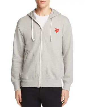 Play Comme Des Garcon Zip Hoodie Sweatshirt - Gray