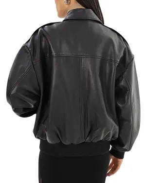 LAMARQUE Trevanna Leather Bomber Jacket - Black