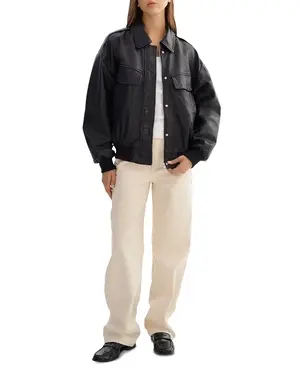 LAMARQUE Trevanna Leather Bomber Jacket - Black