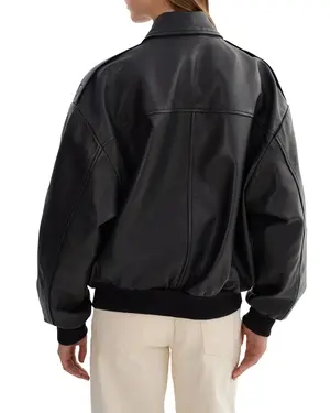 LAMARQUE Trevanna Leather Bomber Jacket - Black