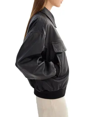 LAMARQUE Trevanna Leather Bomber Jacket - Black