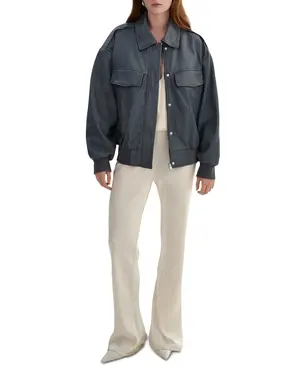 LAMARQUE Trevanna Leather Bomber Jacket - Graphite