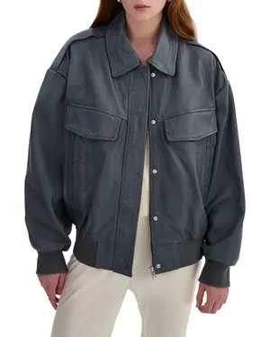 LAMARQUE Trevanna Leather Bomber Jacket - Graphite